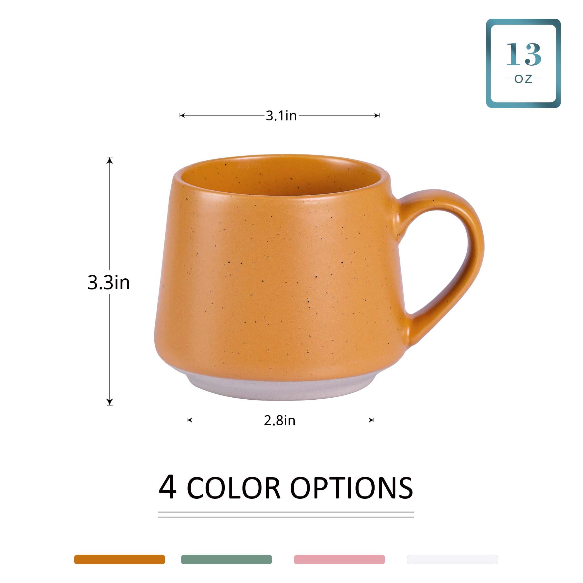 Cutiset 13 Ounce Multicolor Ceramic Coffee Mugs, Unique Glazed Microwave Safe and Oven Safe Coffee Mug,for Tea,Coffee and Hot Chocolate,Set of 4