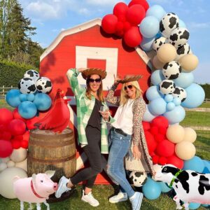 Cow Balloon Garland Arch Kit Western Cowboy blue red Farm animal print Balloons Farm theme birthday for Boy party my first rodeo party decorations