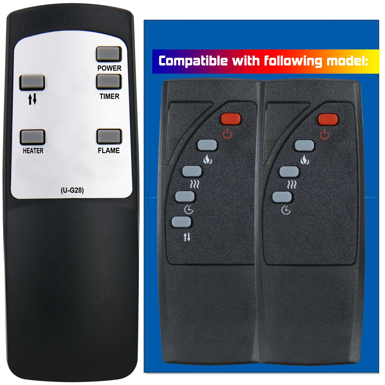 Replacement for Ameriwood-Home Electric Fireplace Heater Remote Control (Only Compatible with The Right Ones on The Main Picture)