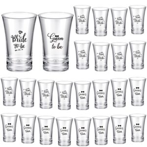 karenhi 26 pcs shot glasses wedding favors groom shot glasses for guests 1.2 oz bachelorette party funny shot glasses acrylic clear shot glasses for bachelorette wedding bridal party favors