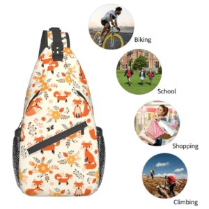 Cute Fox Sling Backpack, Multipurpose Crossbody Shoulder Bag Travel Hiking Daypack For Men Women