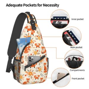 Cute Fox Sling Backpack, Multipurpose Crossbody Shoulder Bag Travel Hiking Daypack For Men Women