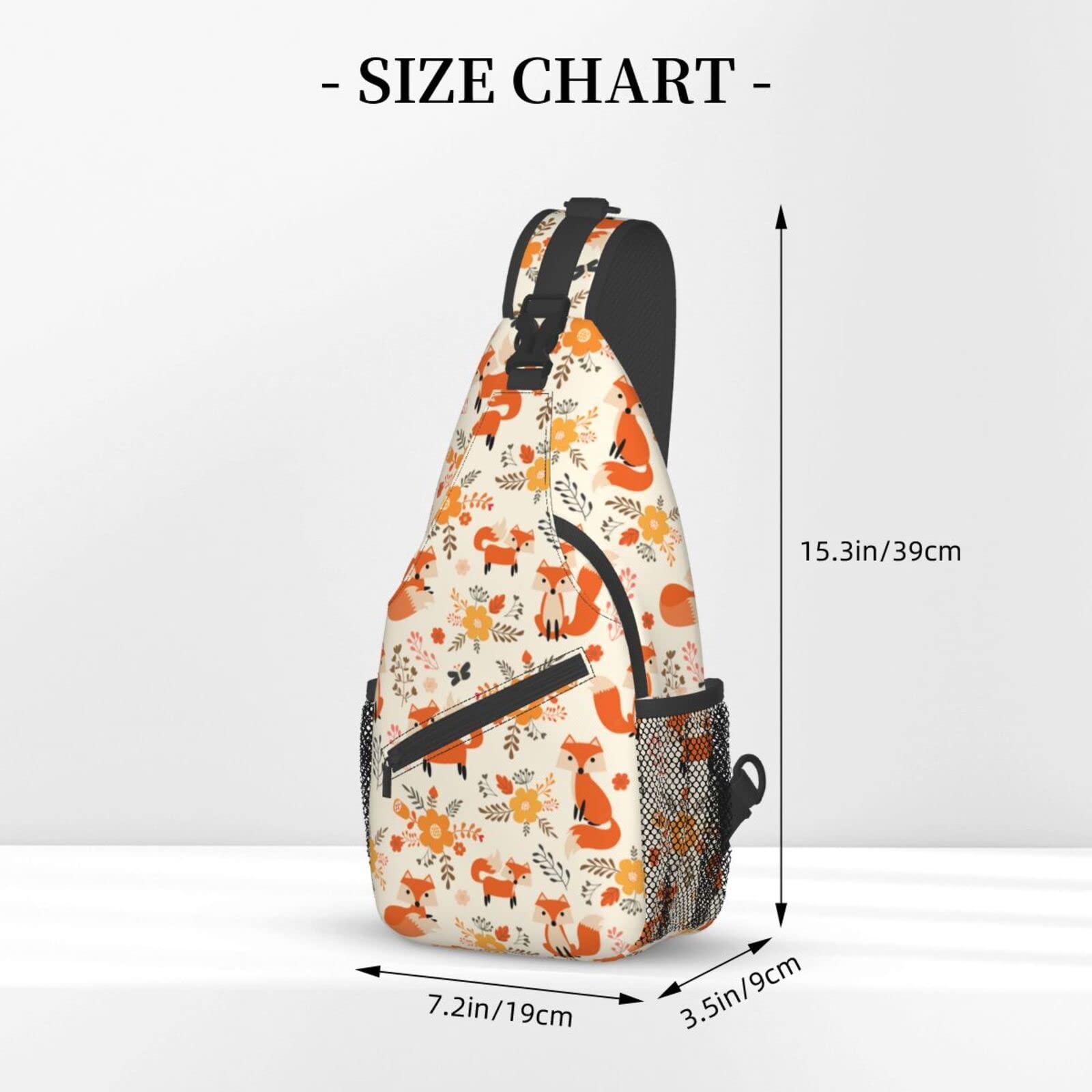 Cute Fox Sling Backpack, Multipurpose Crossbody Shoulder Bag Travel Hiking Daypack For Men Women