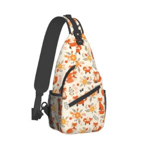 Cute Fox Sling Backpack, Multipurpose Crossbody Shoulder Bag Travel Hiking Daypack For Men Women