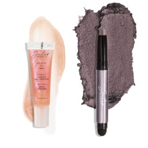 julep eyeshadow 101 crème to powder waterproof eyeshadow stick, smoky amethyst and eye gloss 101 multi-use eye + cheek glaze, non-sticky wet look effect