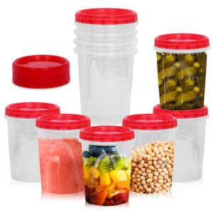 [red - 12 pk] airtight deli containers with lids twist lock top clear food storage for meal prep snacks and leftovers freezer and microwave safe stackable leak-resistant and 12 pc. set (32 ounce)