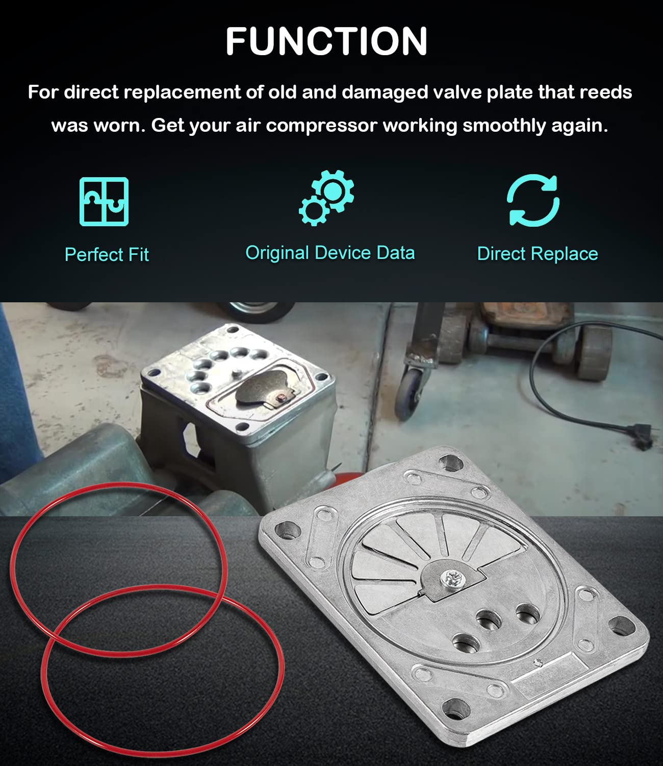 ZAC0032 Compressor Valve Plate Assembly Kit Fit for Craftsman, Dewalt, Porter Cable, DeVilbiss, Black & Decker Oil-less Air Compressors Valve Plate Replacement DAC-280 AC0032 889119 Valve Plate