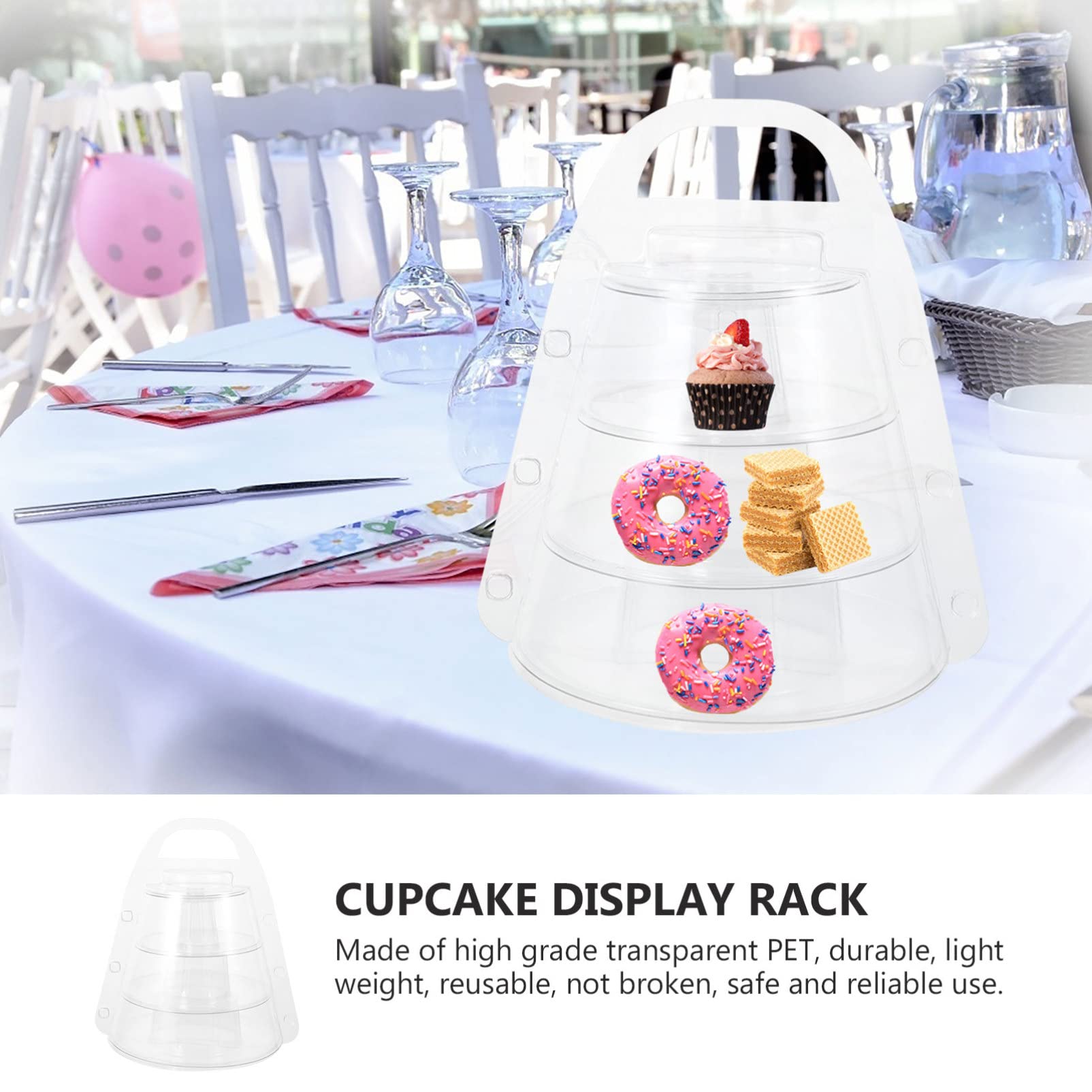 UPKOCH Dessert Table Display Set 4 Tiers Macaron Tower Stand with Dome Lid Clear Macaron Holder Macaron Display Shelf Rack Desserts Stand for Wedding Party Favors