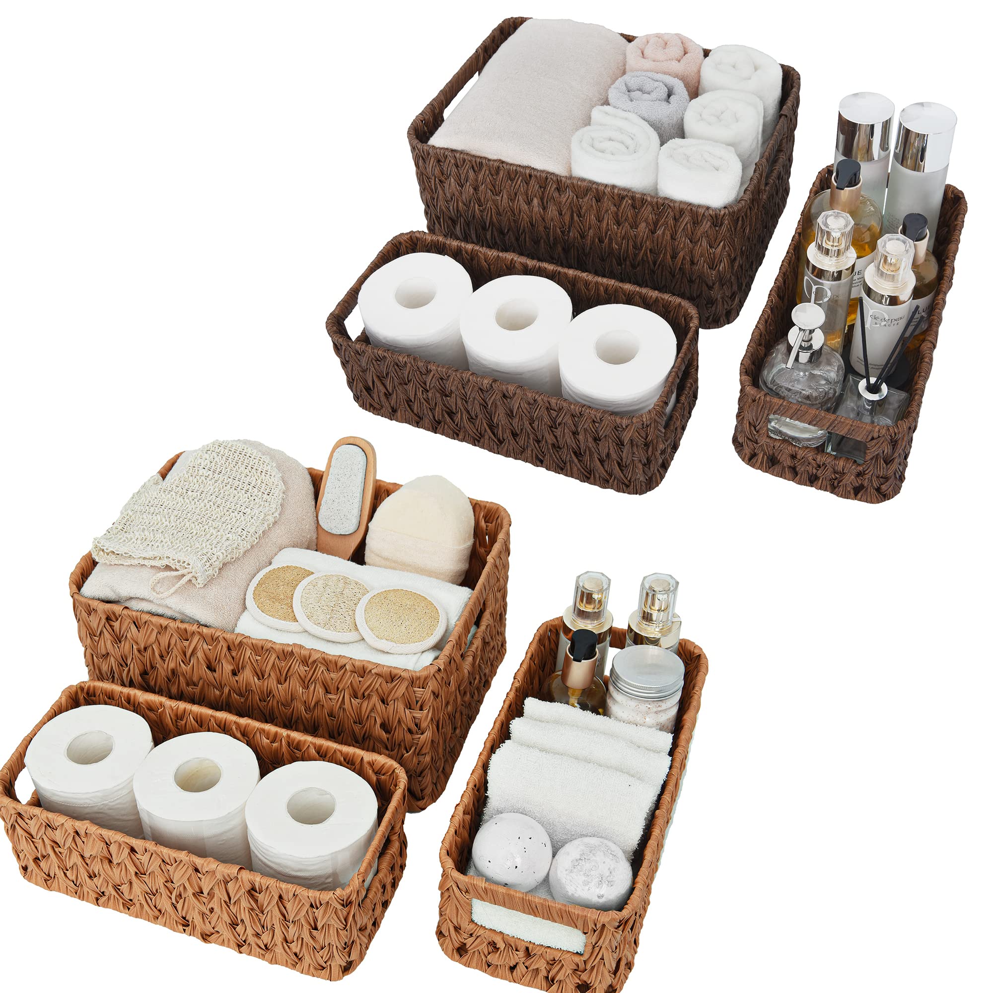 GRANNY SAYS Bundle of 3-Pack Waterproof Wicker Baskets Storage & 3-Pack Wicker Storage Baskets