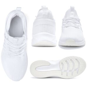 Akk Athletic Running Shoes for Womens - Tennis Workout Walking Gym Comfortable Casual Memory Foam Fashion Sneakers White Size 8