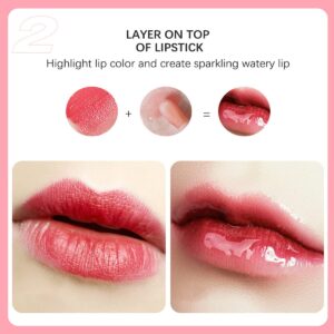 WFWJ 2 Pcs Hydrating Lip Glow Oil,Plumping Lip Oil,Tinted Lip Balm Lip Care,Moisturizing Lip Gloss,Lip Plumper Gloss Make Lips Fuller and Moisturizing(#015 Cherry)