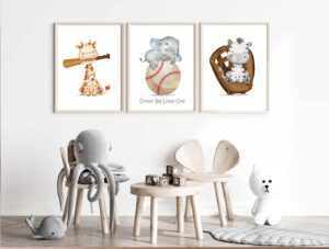 baseball nursery decor baby boy canvas wall art prints sports nursery animal sports baseball poster kids wall art boys room wall art nursery sports picture decor for bedroom 12x16x3 inch unframed