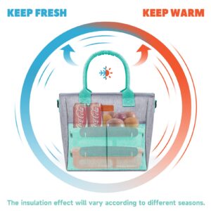 FITHOME Insulated Reusable Lunch Bag for Women/Men, Adult Thermal Tote Lunch Bag with Adjustable Crossbody Strap, Portable Leakproof Cooler Bags for Work/Picnic/Travel