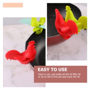 Kitchen Utensil Holder Red Utensil Holder 2pcs Spill-proof Lid Lifter Silicone Lid Lifts Chicken Kitchen Pot Lid Holders Lid Stand Holder Keep The Lid Open Pot Lid Stand Pot Lid Holder