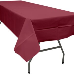 PARTY ULYJA Burgundy 2 Pack Plastic Tablecloth Rectangle 54 x 108 Inches Disposable Maroon Wine Red Sturdy Table Covers for Dining, Birthday, Wedding, Picnic, Event and Outdoor Use