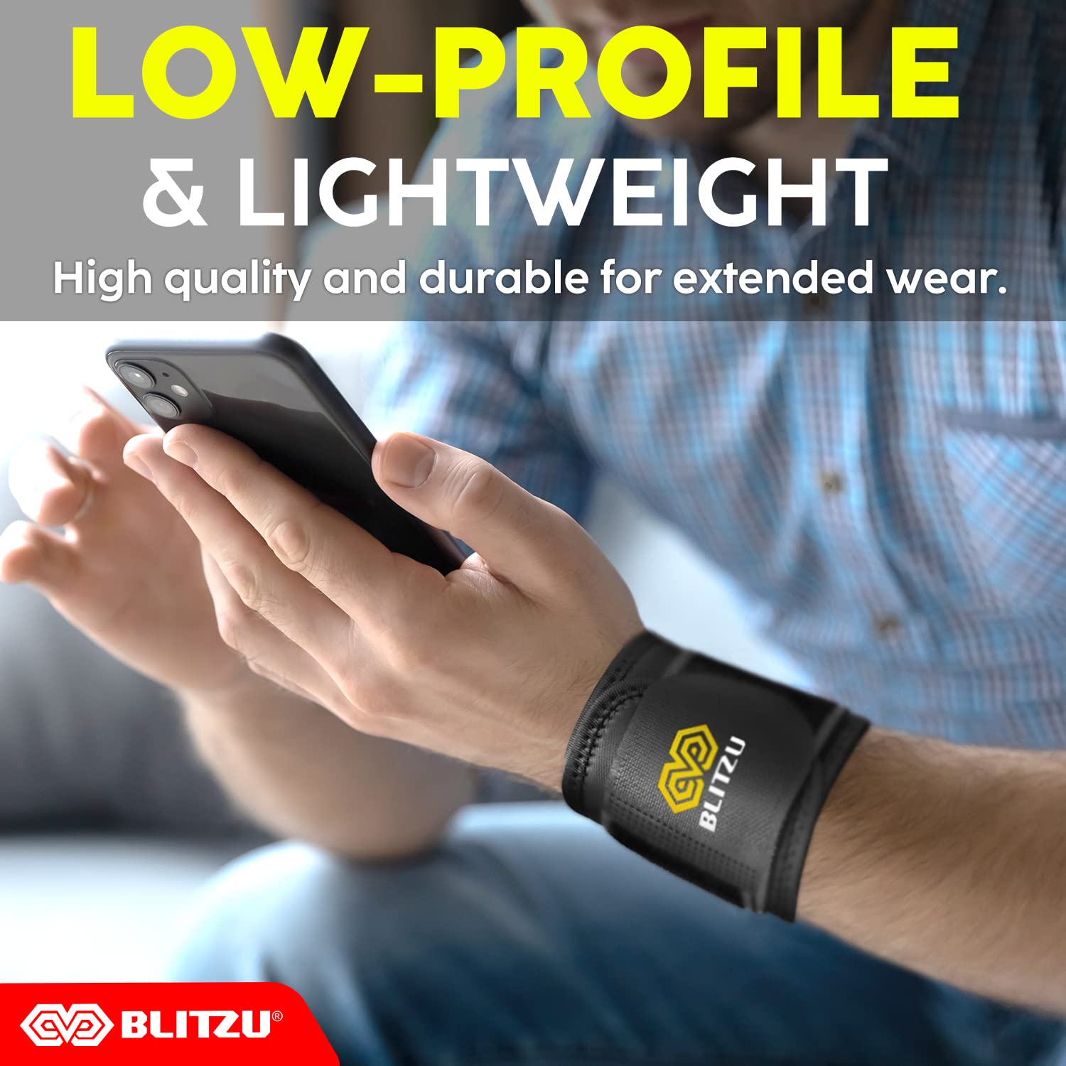 BLITZU 2 Pack Wrist Compression Strap and Wrist Brace. Sport Wrist Wraps Support for Women Men. Great For Work Out, Weightlifting, Tendonitis, Carpal Tunnel Arthritis, Pain Relief, Adjustable.