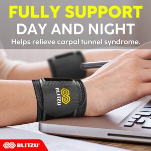 BLITZU 2 Pack Wrist Compression Strap and Wrist Brace. Sport Wrist Wraps Support for Women Men. Great For Work Out, Weightlifting, Tendonitis, Carpal Tunnel Arthritis, Pain Relief, Adjustable.