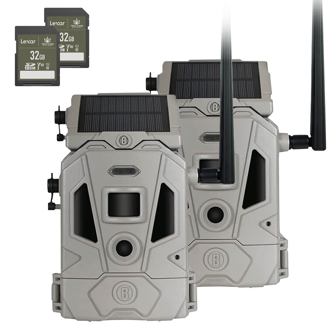 Bushnell CelluCORE 20 Solar Trail Camera, Low Glow Hunting Game Camera with Detachable Solar Panel with Bundle Options (2 PK + 2 SD Cards)