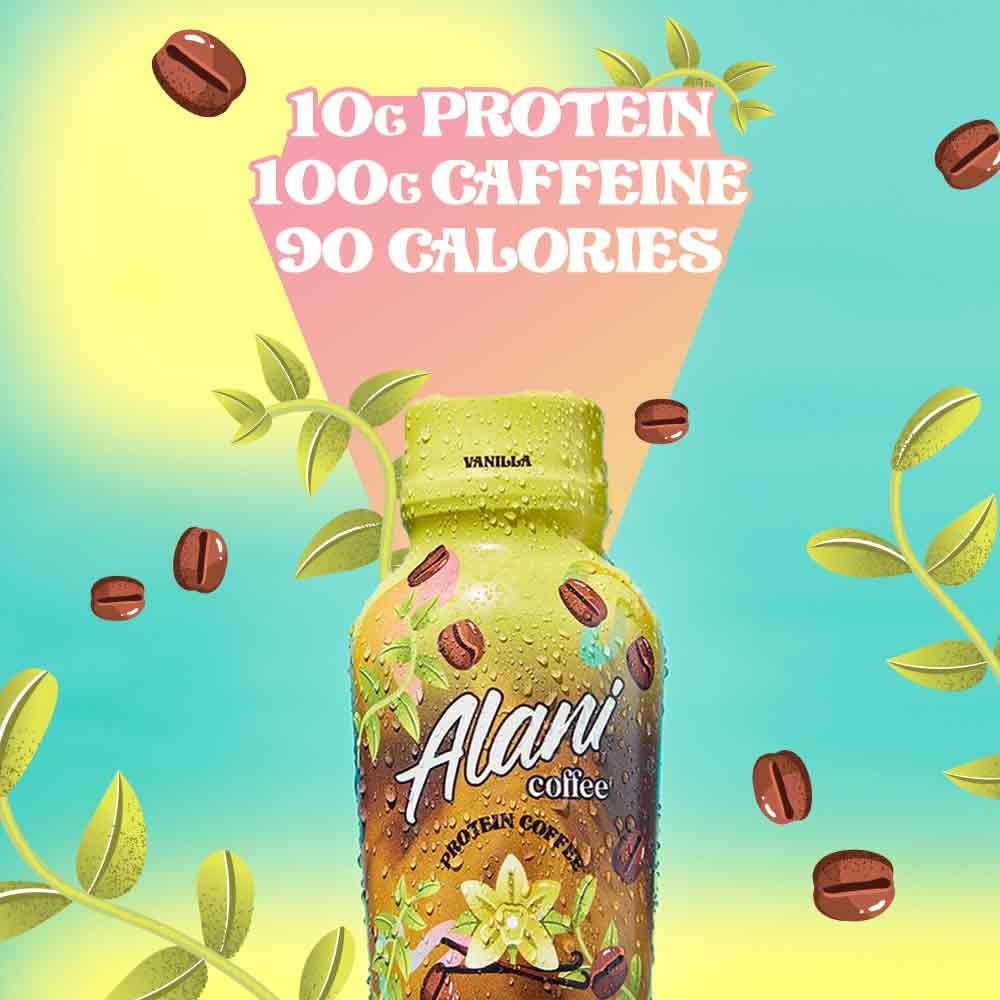 Alani Nu Protein Coffee VANILLA | Ready To Drink Cold Brew with 10g of Protein | 100mg Caffeine | 90 Calories, Naturally Flavored | 12 Fl Oz Bottles | 12 Pack