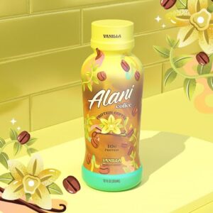 Alani Nu Protein Coffee VANILLA | Ready To Drink Cold Brew with 10g of Protein | 100mg Caffeine | 90 Calories, Naturally Flavored | 12 Fl Oz Bottles | 12 Pack