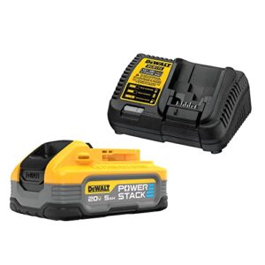 dewalt powerstack 20v max battery starter kit, rechargeable, 5ah, lithium ion (dcbp520c)