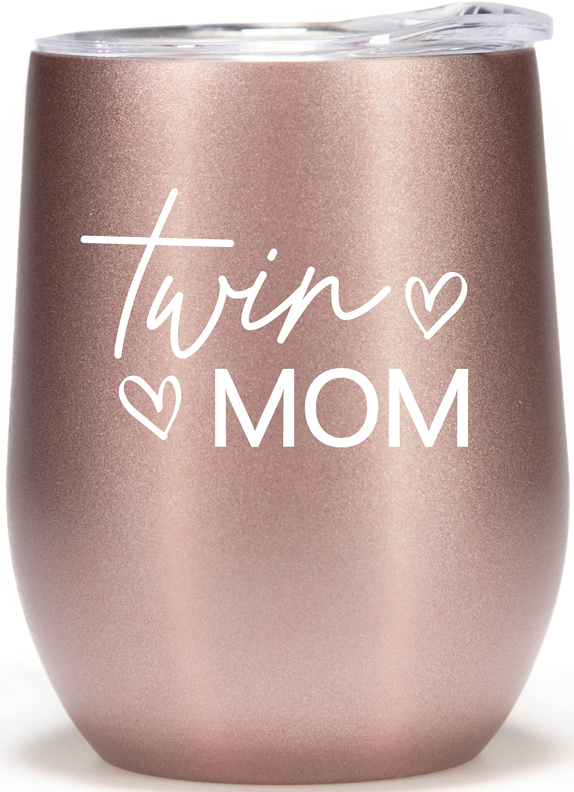 VIOLET & GALE Twin Mom Gifts - 12oz Tumbler Cup Wine Glass- Beautiful Coffee Mug For Mom of Twins, Twins Baby Gifts