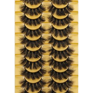 Eyelashes Mink Lashes Fluffy Natural Look Wispy Full Eye Lashes 8D 20 mm Long C Curl Strip Eyelashes Pack 10 Pairs Reusable Fake Eyelashes That Look Like Extensions by GODDVENUS