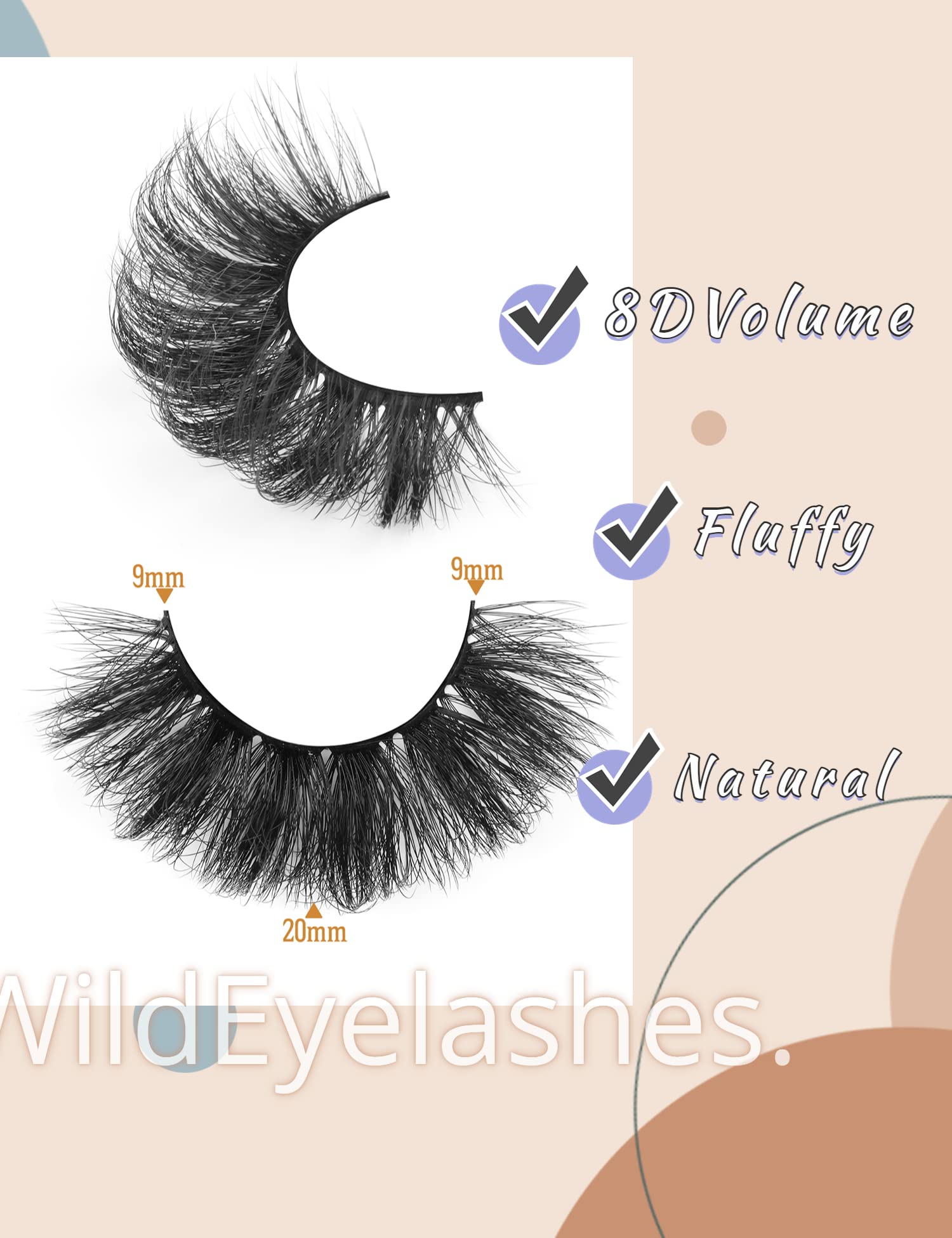 Eyelashes Mink Lashes Fluffy Natural Look Wispy Full Eye Lashes 8D 20 mm Long C Curl Strip Eyelashes Pack 10 Pairs Reusable Fake Eyelashes That Look Like Extensions by GODDVENUS