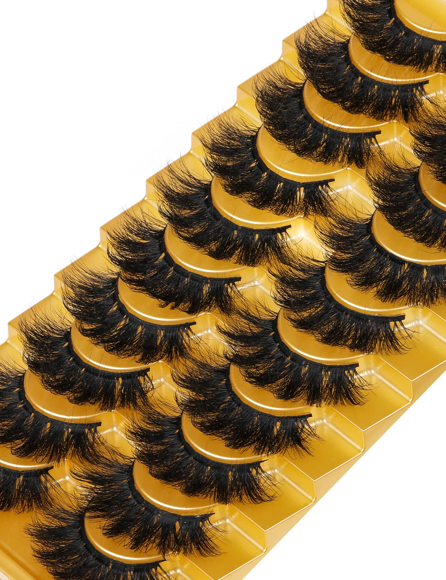 Eyelashes Mink Lashes Fluffy Natural Look Wispy Full Eye Lashes 8D 20 mm Long C Curl Strip Eyelashes Pack 10 Pairs Reusable Fake Eyelashes That Look Like Extensions by GODDVENUS