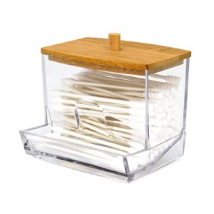 yujanery cotton swab pads holde, qtip cotton swab dispenser, bathroom countertop decorative storage organizer, clear holder for storage 1 pcs