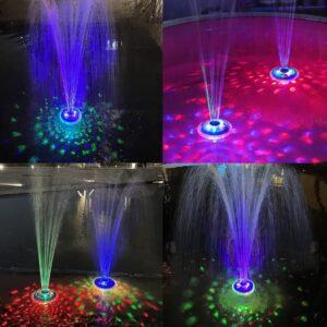 LanPool Floating Water Fountain with Underwater Lights, Rechargeable Battery Powered Pump Outdoor, 2 Modes Sprinkler Waterfall fountain for Inground Above Ground Pool, Pond-1PC