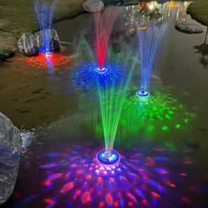 LanPool Floating Water Fountain with Underwater Lights, Rechargeable Battery Powered Pump Outdoor, 2 Modes Sprinkler Waterfall fountain for Inground Above Ground Pool, Pond-1PC