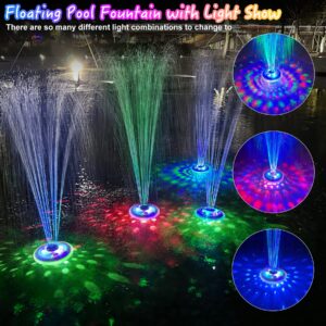 LanPool Floating Water Fountain with Underwater Lights, Rechargeable Battery Powered Pump Outdoor, 2 Modes Sprinkler Waterfall fountain for Inground Above Ground Pool, Pond-1PC