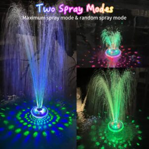 LanPool Floating Water Fountain with Underwater Lights, Rechargeable Battery Powered Pump Outdoor, 2 Modes Sprinkler Waterfall fountain for Inground Above Ground Pool, Pond-1PC