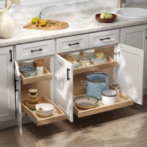 LOVMOR Pull Out Cabinet Organizer 13½”W x 21”D, Cabinet Pull Out Shelves with Soft Close, Pull Out Cabinet Shelf, Cabinet Drawers Slide Out for Kitchen Base Cabinet