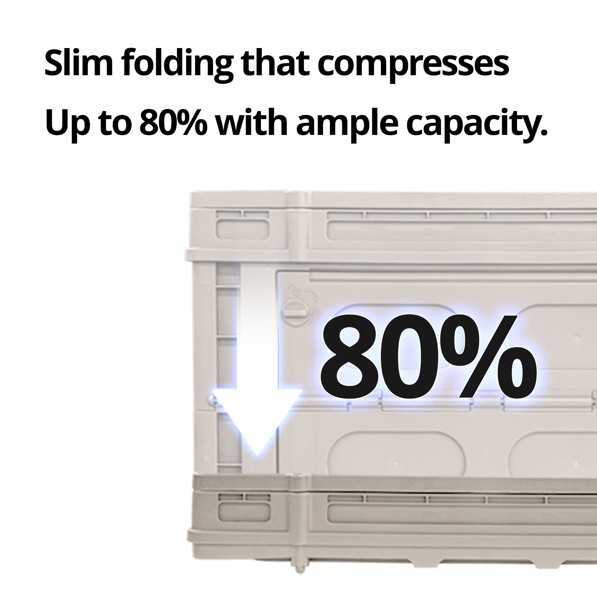 ROTIHOMSYS Collapsible Plastic Storage Crate, Folding and Stackable Utility Distribution Container with Lid, 62L Capacity Storage Bins, Pack of 1 (Beige)