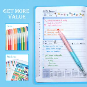 Yitote Appointment Book 2023,Daily Planner 2023，Hourly Planner with Time Slots,Appointment Book Journal for Personal Life,A5 Size Hardcover + Keepsake Box,Bonus Colorful Stickers and Pens (Pink)