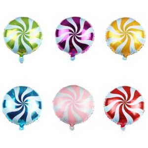 10PCS Sweet Candy Balloon Set Candies Theme Swirl Helium Mylar Foil Balloons Party Birthday Decor Supplies Candy Foil Balloons Spiral Mylar Balloons for Party Decoration