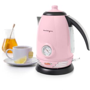 Nostalgia Retro Stainless Steel Electric Tea And Water Kettle, Pink