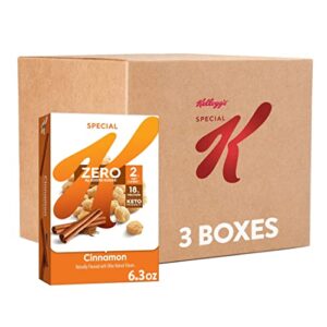 special k cold breakfast cereal, zero, keto friendly, cinnamon (3 boxes)