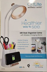 ottllite wellness series led desk organizer lamp with wireless charging stand