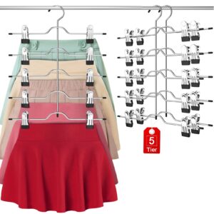 besslly pants skirt hangers with clips, 2 pack pant hangers skirt hangers space saving closet hanger organizer closet organizers and storage