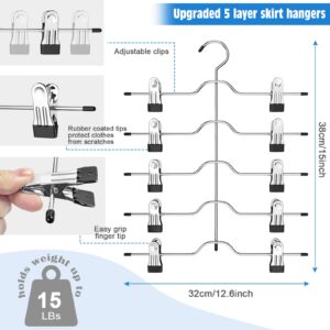 Besslly Pants Skirt Hangers with Clips, 2 Pack Pant Hangers Skirt Hangers Space Saving Closet Hanger Organizer Closet Organizers and Storage