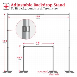 EMART Pipe and Drape Backdrop Stand Kit, Backdrop Stand Heavy Duty 10ftx10ft, Adjustable Metal Frame for Backdrop, Background Stand Backdrop for Wedding Birthday Party Banquet Decorations