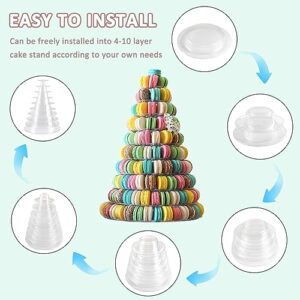 Frigatebird 10 Tier Macaron Tower Display Stand, Clear Round Macaron Tower Tray Macaron Display Shelf Rack and Plastic Cake Dessert Stand for Christmas Wedding Birthday Party Decor