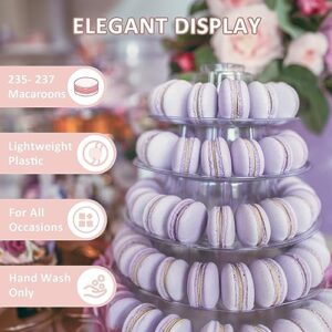 Frigatebird 10 Tier Macaron Tower Display Stand, Clear Round Macaron Tower Tray Macaron Display Shelf Rack and Plastic Cake Dessert Stand for Christmas Wedding Birthday Party Decor