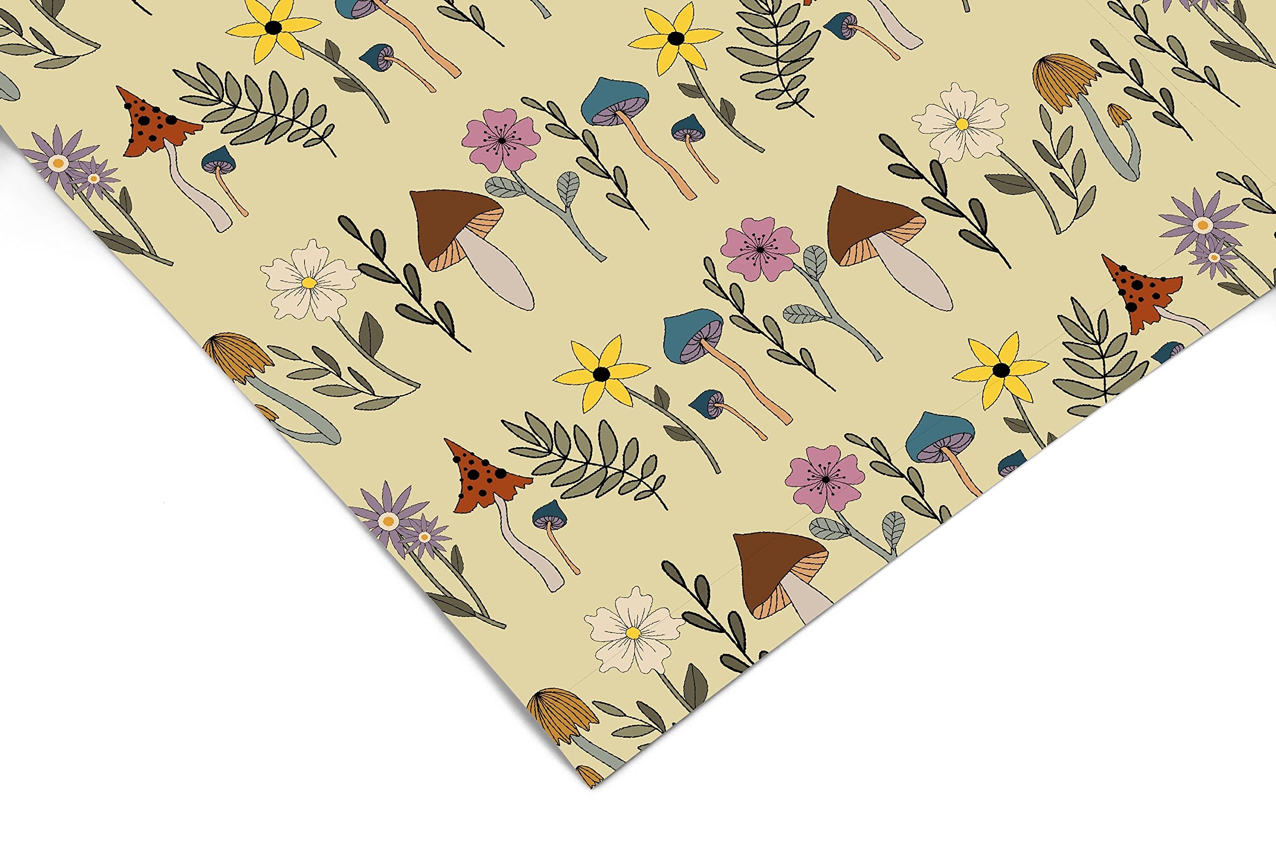 Mushroom and Floral Contact Paper | Shelf Liner | Drawer Liner | Peel Stick Paper 1495 24in x 96ft (8ft)