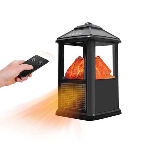 Mini Small Indoor Electric Fireplaces Lanterns Space Heaters Stove 3D Flame Freestanding Portable Electric Fireplace Space Heaters for Indoor Use with Remote Timer Thermostat