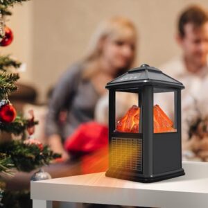 Mini Small Indoor Electric Fireplaces Lanterns Space Heaters Stove 3D Flame Freestanding Portable Electric Fireplace Space Heaters for Indoor Use with Remote Timer Thermostat