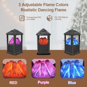 Mini Small Indoor Electric Fireplaces Lanterns Space Heaters Stove 3D Flame Freestanding Portable Electric Fireplace Space Heaters for Indoor Use with Remote Timer Thermostat